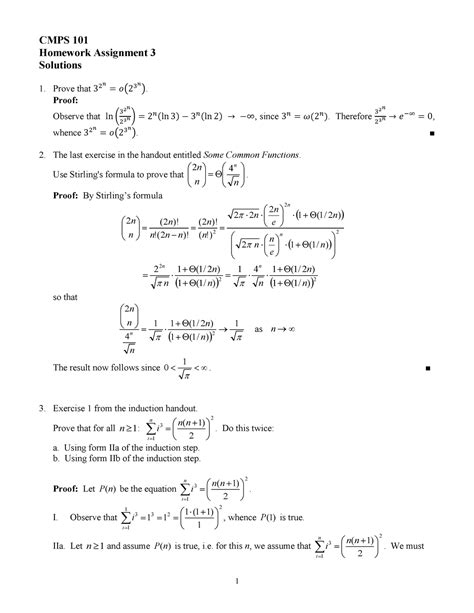 hw3solns solutions to homework 3 cmps 101 homework assignment 3 solutions 𝑛 𝑛 1 prove that