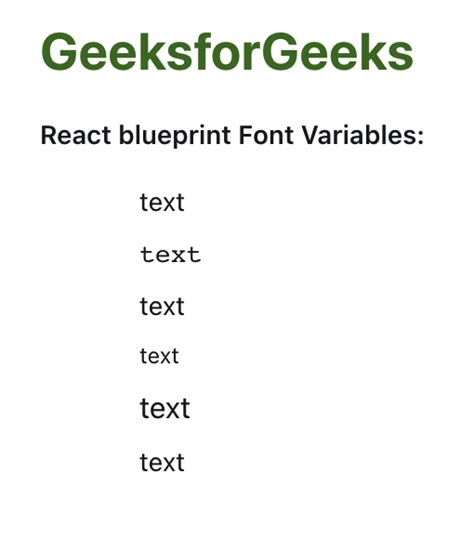 react js blueprint variables font variables geeksforgeeks