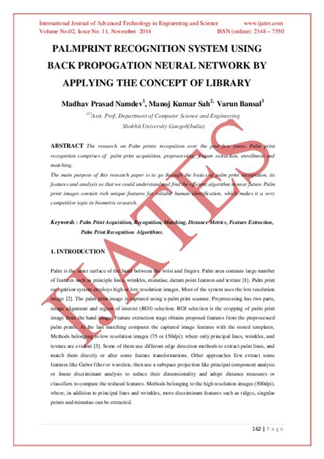 pdf palmprint recognition system using back propogation neural network by applying the concept