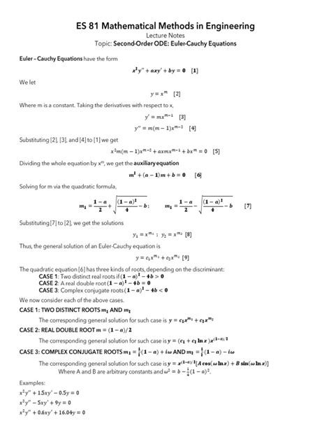 second order ode euler cauchy equations pdf
