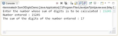 write a java program to calculate sum of the digits of a number entered by the user learn