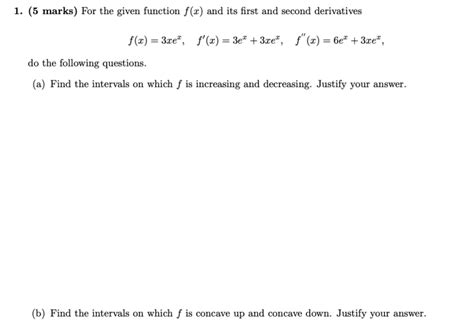 solved 1 5 marks for the given function f x and its