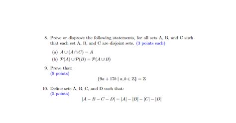 solved 8 prove or disprove the following statements for