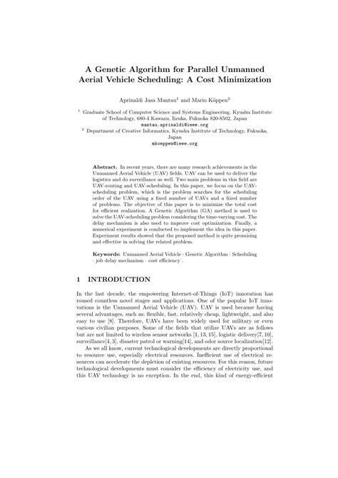 pdf a genetic algorithm for parallel unmanned aerial vehicle scheduling a cost minimization