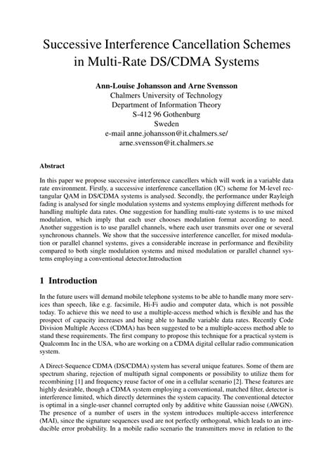 pdf successive interference cancellation schemes in multi rate ds cdma systems