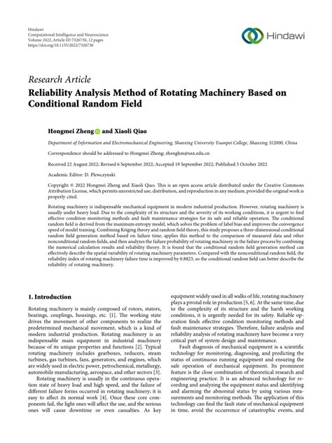 pdf reliability analysis method of rotating machinery based on conditional random field