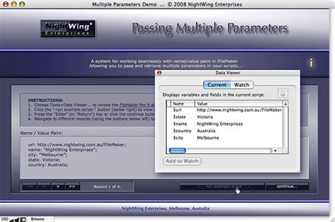 nightwing enterprises passing multiple parameter values in filemaker pro