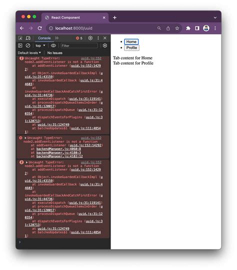 tab and tabs not working node2 addeventlistener is not a function · issue 6697 · react bootstrap