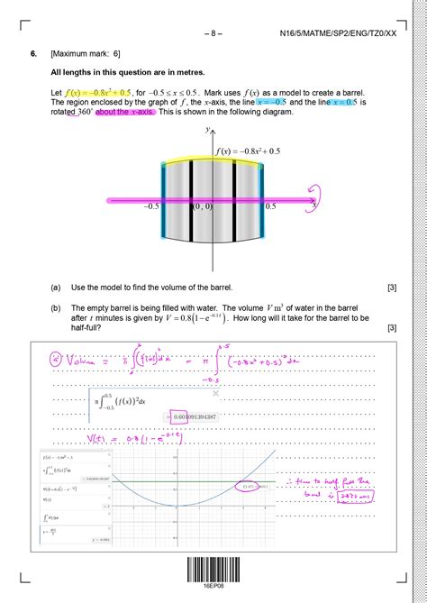 IB SL Math 2016 Paper 2 Completely Solved Sumant S 1 Page Of Math