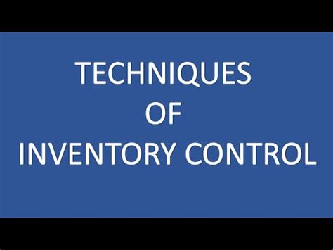 Techniques Of Inventory Control YouTube