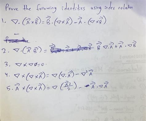solved prove the following identities using index notation