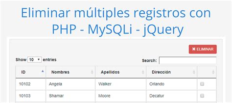 Eliminar múltiples registros con PHP MySQLi jQuery