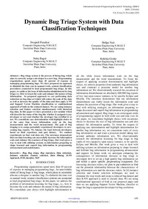 pdf ijert dynamic bug triage system with data classification techniques ijert journal
