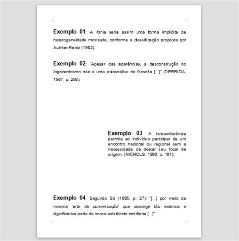Exemplos de Formatação pelas Regras e Normas da ABNT para trabalhos