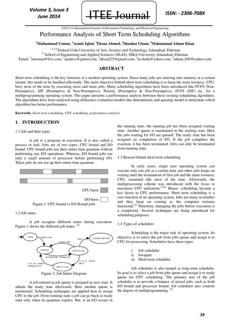 pdf performance analysis of short term scheduling algorithms