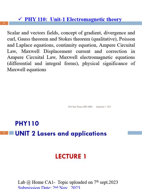 phy110unit2 lecture 1 1 pdf laser emission spectrum