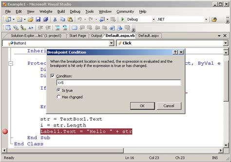 debugging with breakpoints in asp