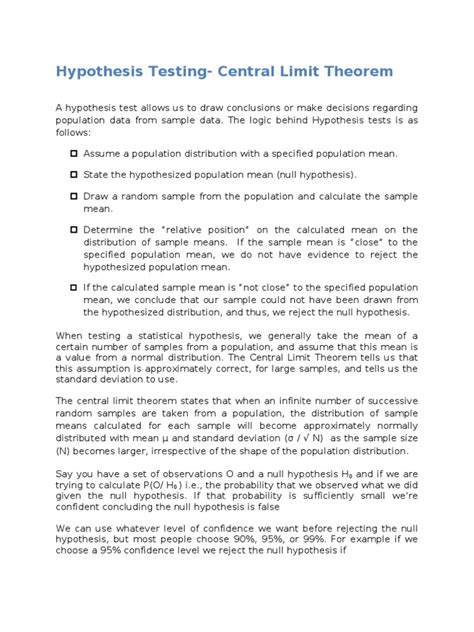 hypothesis testing central limit theorem pdf mean statistical hypothesis testing