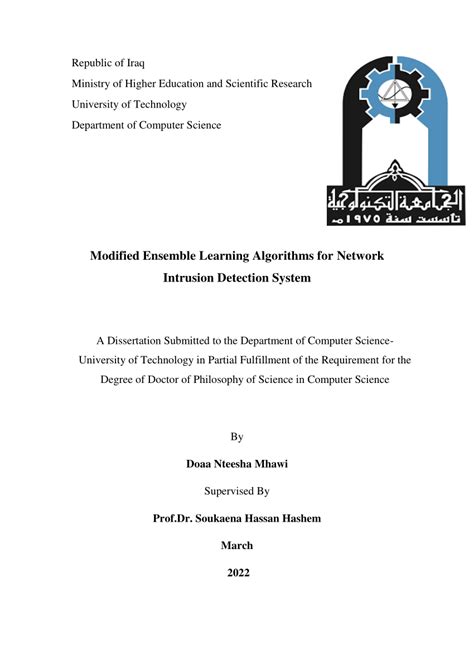 pdf modified ensemble learning algorithms for network intrusion detection system
