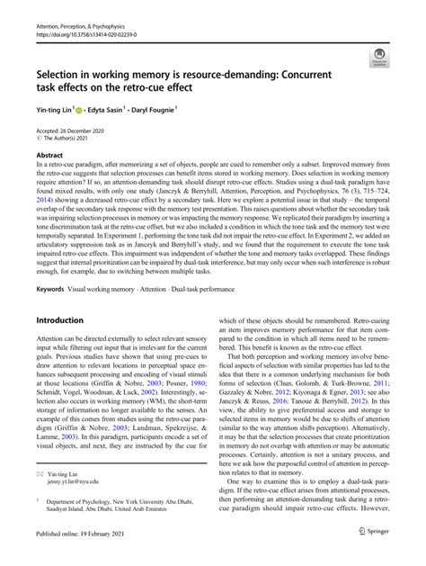 pdf selection in working memory is resource demanding concurrent task effects on the retro
