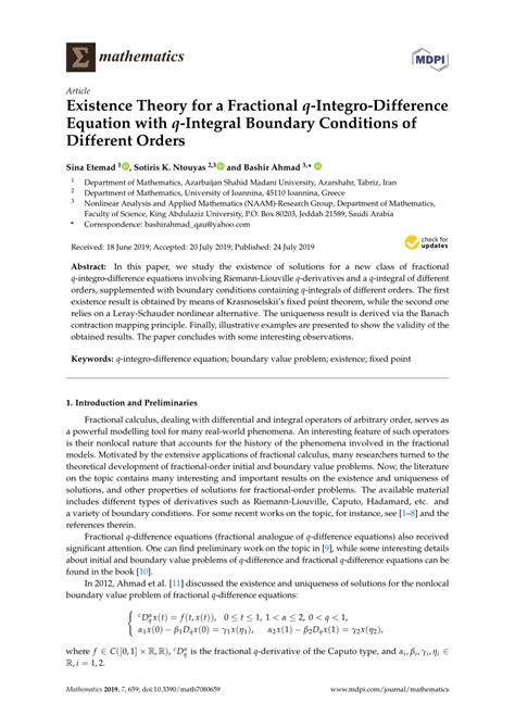 pdf existence theory for a fractional q integro difference equation with q integral boundary