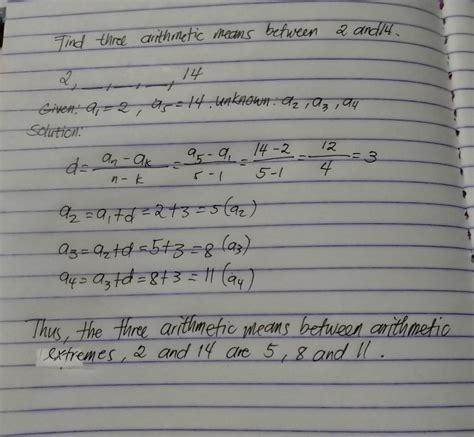 find the three arithmetic means between 2 and 14 brainly ph