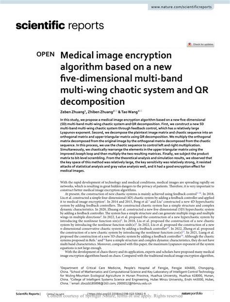 pdf medical image encryption algorithm based on a new five dimensional multi band multi wing