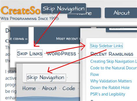 Creating Skip Navigation Links Unobtrusive Skip Navigation Links For