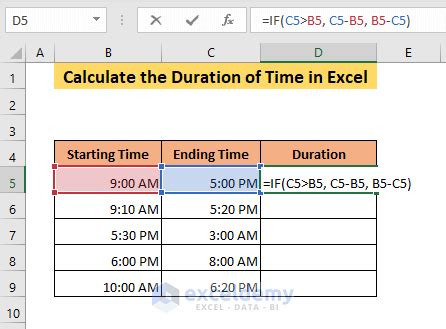 How To Calculate The Duration Of Time In Excel 7 Methods ExcelDemy