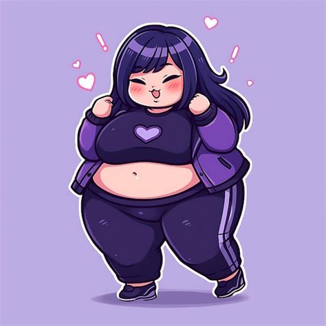 Premium Ai Image Sticker Anime Girl Cute Chubby Cartoon With Bold Vector Bold Line Design With