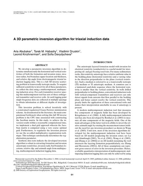 pdf a 3d parametric inversion algorithm for triaxial induction data
