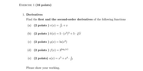 solved exercise 1 16 points 1 derivatives find the first