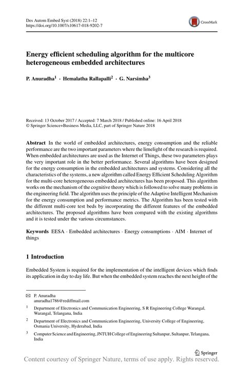 energy efficient scheduling algorithm for the multicore heterogeneous embedded architectures