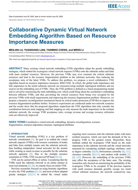 pdf collaborative dynamic virtual network embedding algorithm based on resource importance
