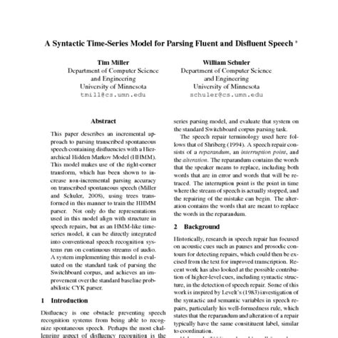 a syntactic time series model for parsing fluent and disfluent speech acl anthology