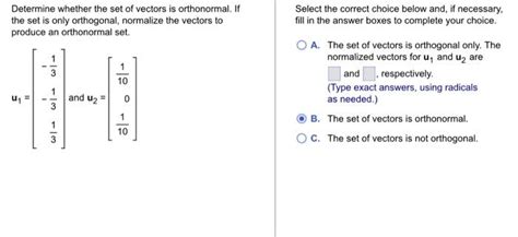 solved determine whether the set of vectors is orthonormal