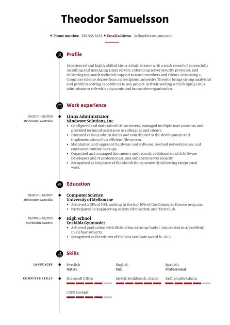 Sample Resume For Experienced Linux System Administrator Temiarianae