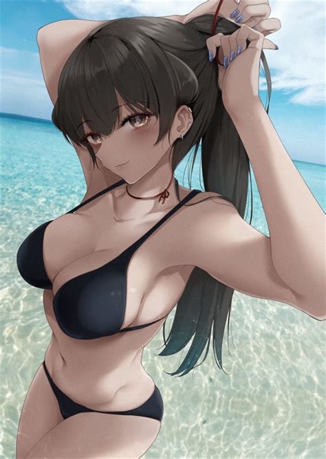 Rule 34 Artist Request Bikini Brown Hair Long Hair Looking At Viewer R Kitada Smile Tagme
