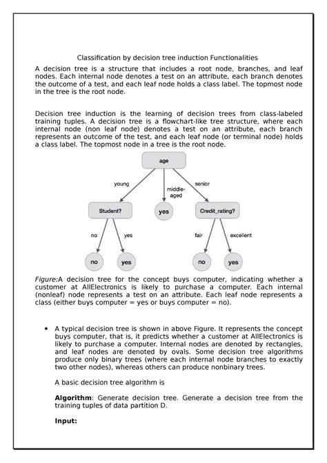 classification by decision tree induction functionalities 1 each internal node denotes a test