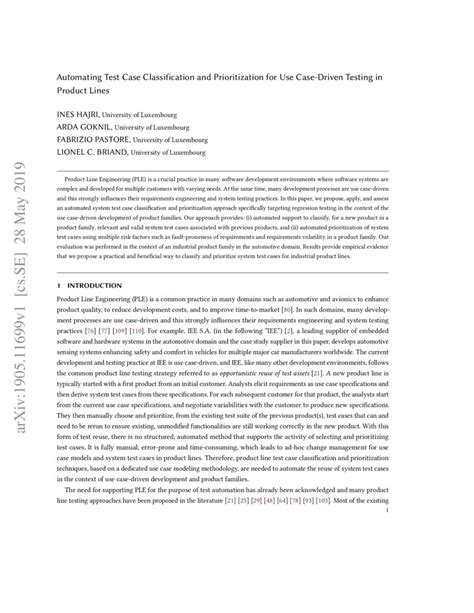 automating test case classification and prioritization for use case driven testing in product