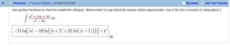 solved use partial fractions to find the indefinite