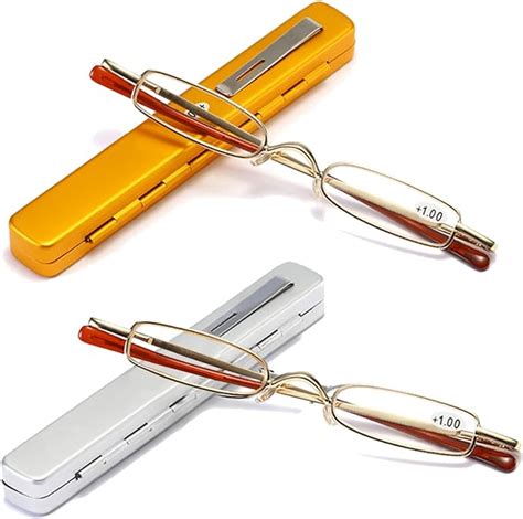 Kokobin Mini Reading Glasses 2 Pairs Metal Frame Readers With Spring Hinge