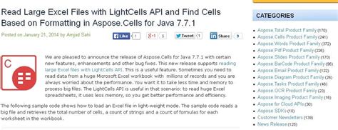 aspose cells for java enables java developers to read large excel files with lightcells api and