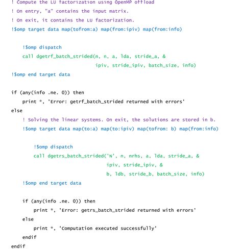 solve linear systems using onemkl and openmp target offloading