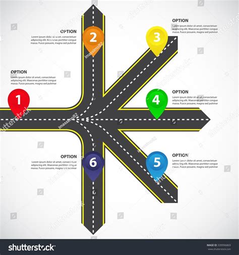 1 5 Horizontal Diverging Roads Arrows Stock Vector Royalty Free