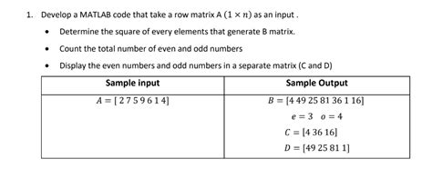 solved 1 develop a matlab code that take a row matrix