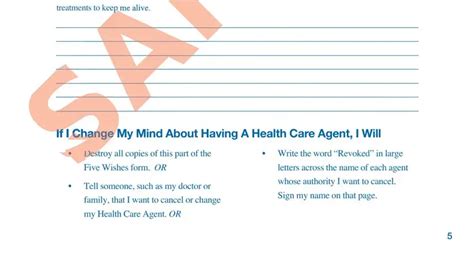 Printable Five Wishes Online Free Pdf