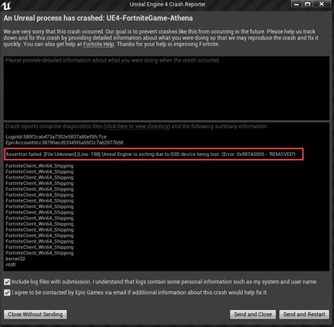 fatal error unreal engine is exiting due to d3d device being lost error 0x887a0007 reset