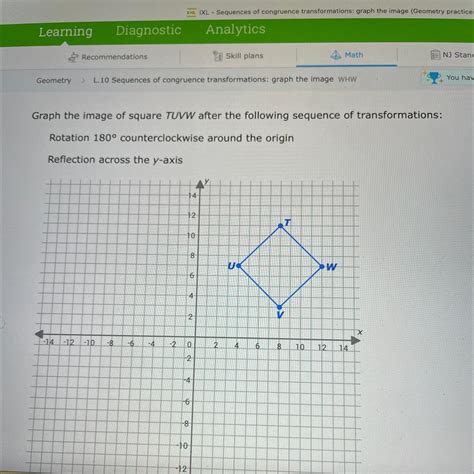 graph the image of square tuvw after the following sequence of transformations rotation 180