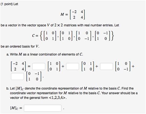 solved 1 point let be a vector in the vector space v of 2